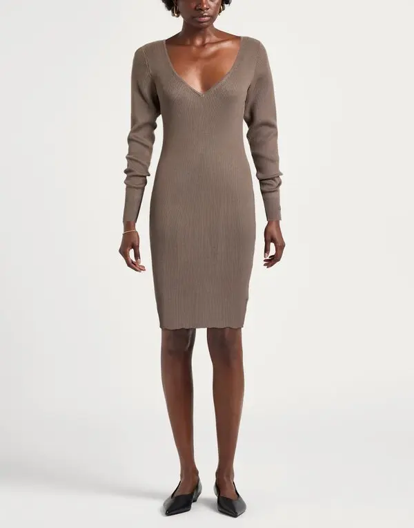 Guess Midi-Length Bodycon Knit Dress With Embroidered Logo In Grey - 73%  Off | Editorialist