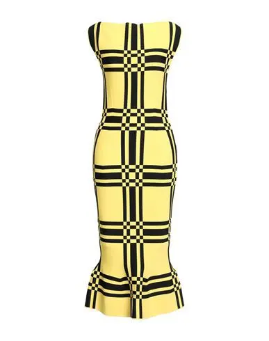 Marni Knitted Checked Flared Midi Dress - Yellow