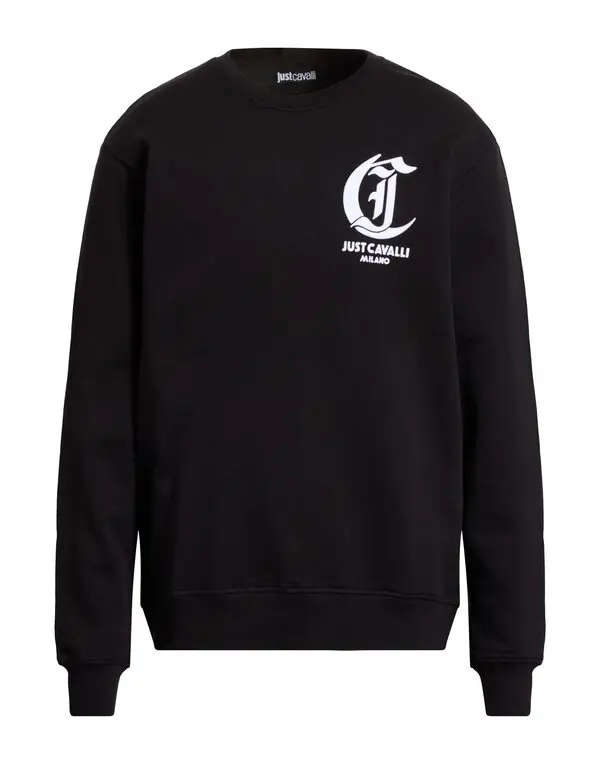 Just Cavalli Cotton Blend Flocked Logo Sweatshirt