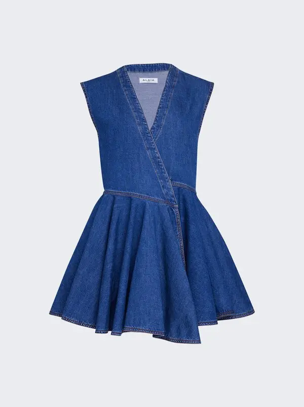 Alaïa Mineral Wrap Mini Dress - Blue