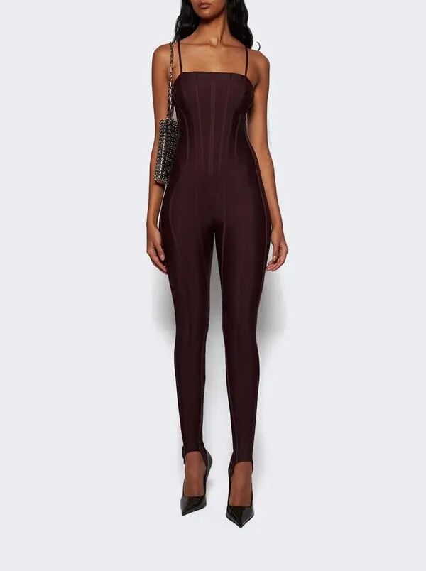 MUGLER Corset Jumpsuit - Brown