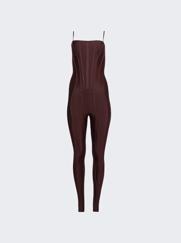 MUGLER Corset Jumpsuit - Brown
