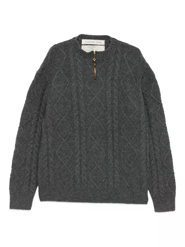 A TENTATIVE ATELIER Cable Knit Half Zip Sweater