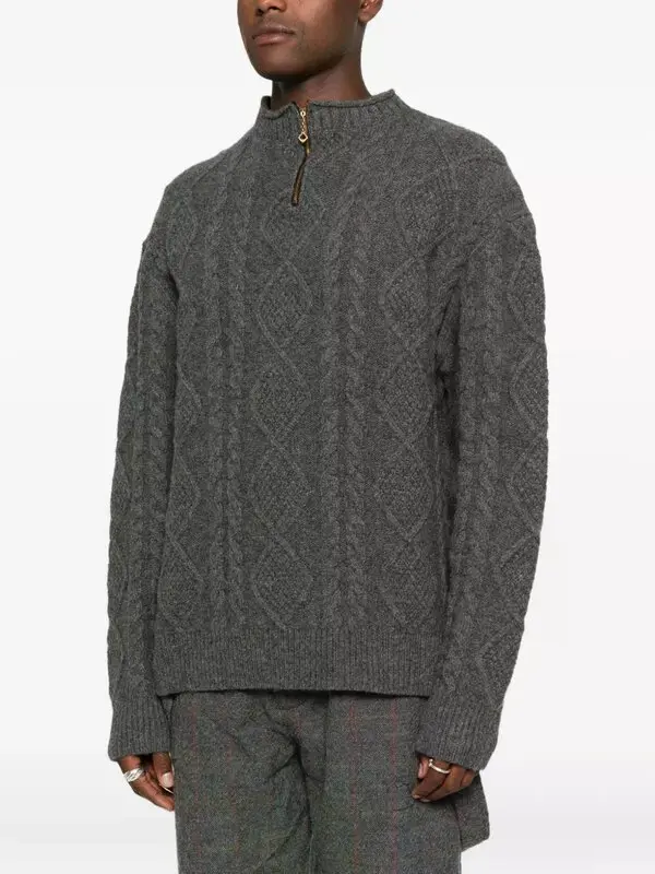 A TENTATIVE ATELIER Cable Knit Half Zip Sweater
