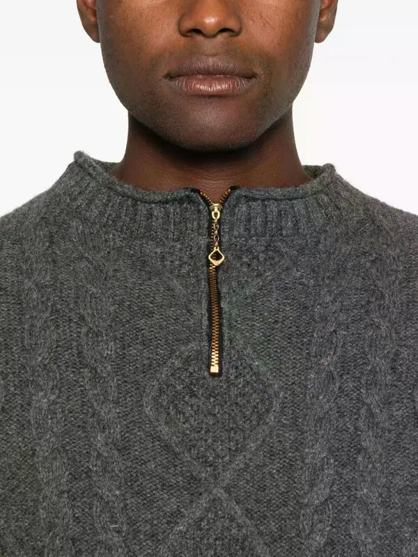 A TENTATIVE ATELIER Cable Knit Half Zip Sweater