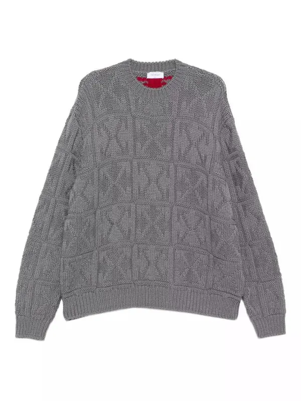 Off-White Patterned Knit Sweater - Grey