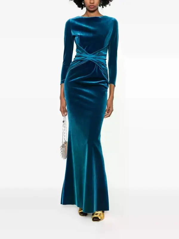princess polly baby blue dress Blue velvet dress with strings main image 1