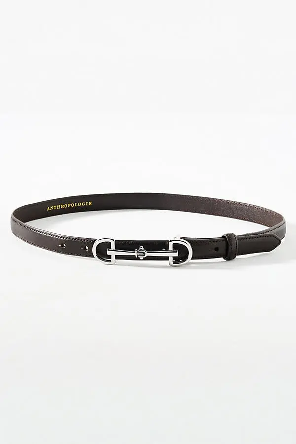 Anthropologie Horsebit Belt - Brown/silver