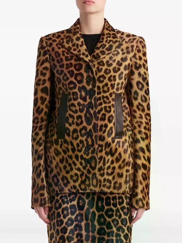 Khaite Leopard Print Leather Jacket