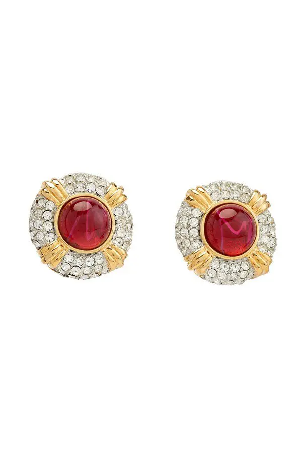 KENNETH JAY LANE Ruby Center Button Clip-on Earrings - Gold
