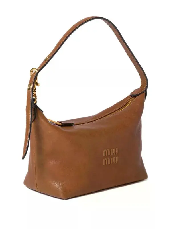 Miu Miu Logo-embossed Shoulder Bag - Brown
