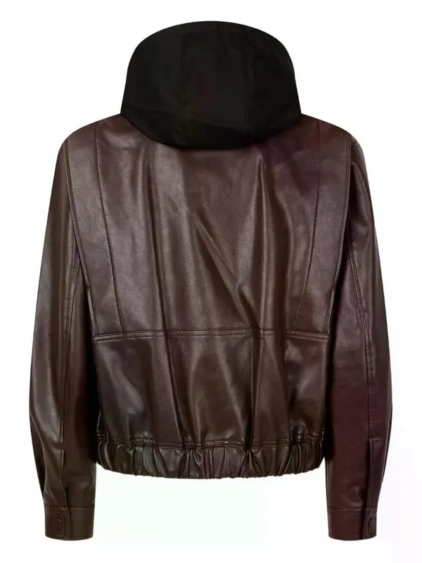 STUDIO TOMBOY Faux-leather Hooded Jacket - Brown