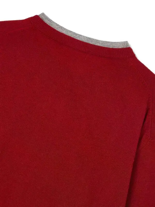 STUDIO TOMBOY Logo-embroidered Two-tone Cardigan - Red