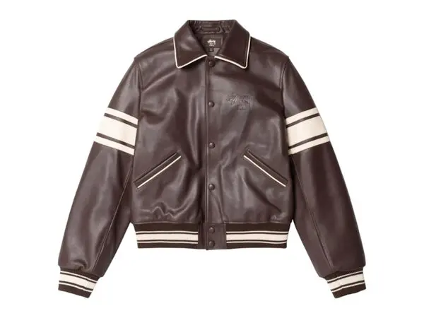 StÜssy X Wales Bonner Leather Varsity Jacket