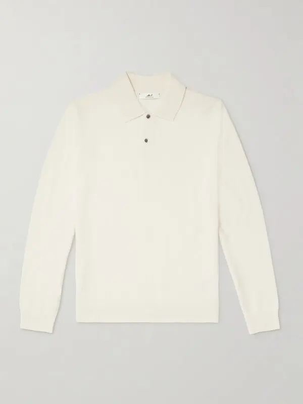 Mr P. Wool And Cashmere-blend Polo Shirt - Neutrals