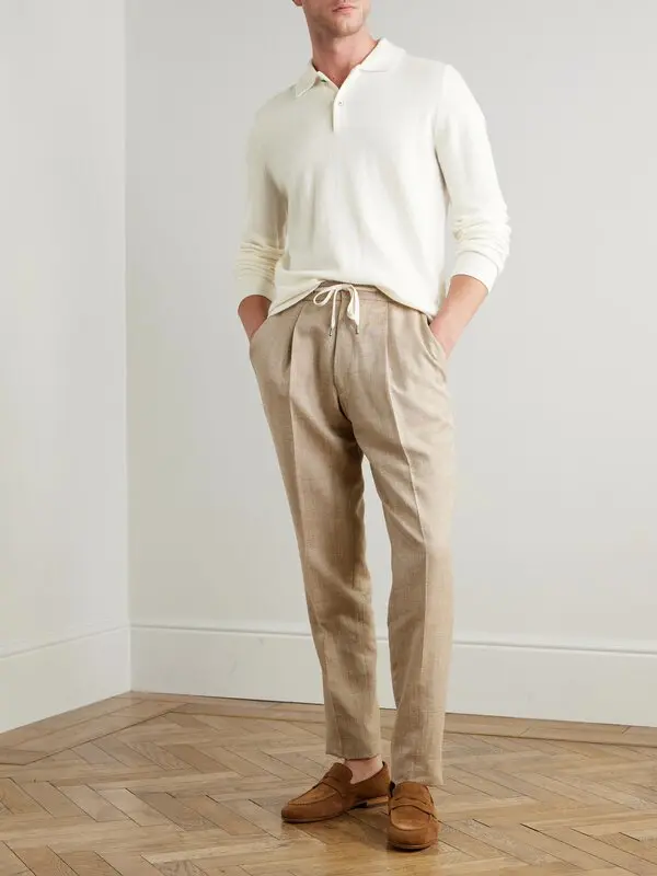 Mr P. Wool And Cashmere-blend Polo Shirt - Neutrals