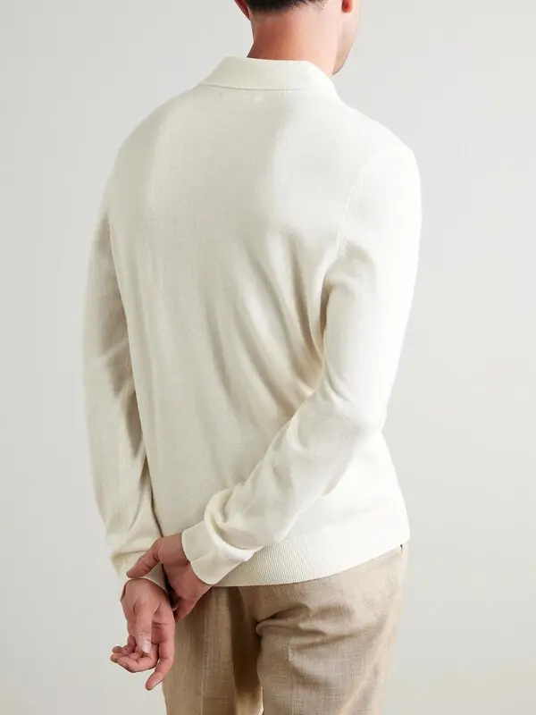 Mr P. Wool And Cashmere-blend Polo Shirt - Neutrals