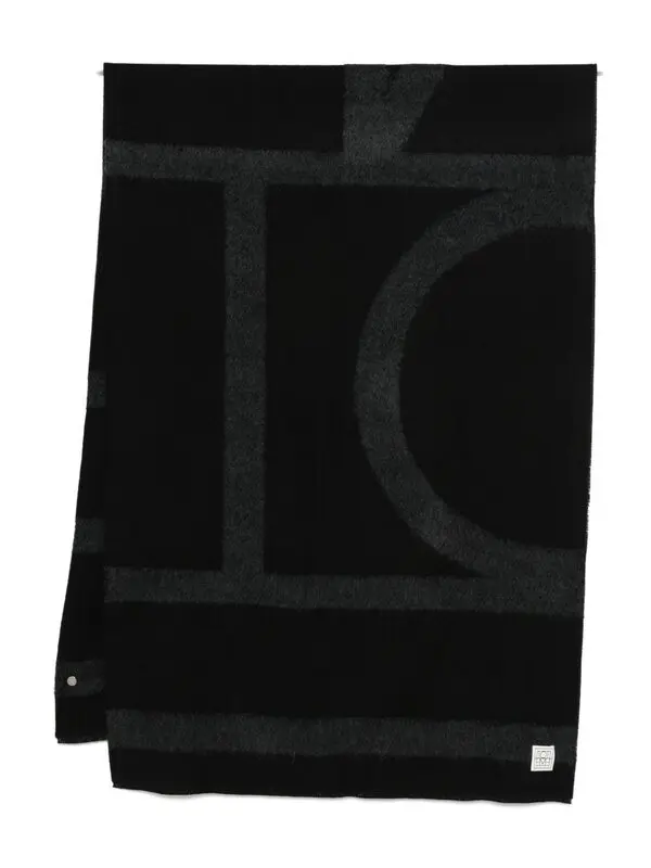 TOTEME Wool Monogram Scarf - Black