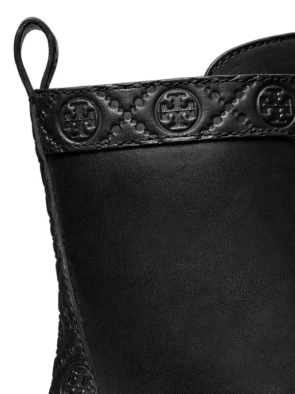 Tory Burch Monogram Leather Ankle Boots - Black