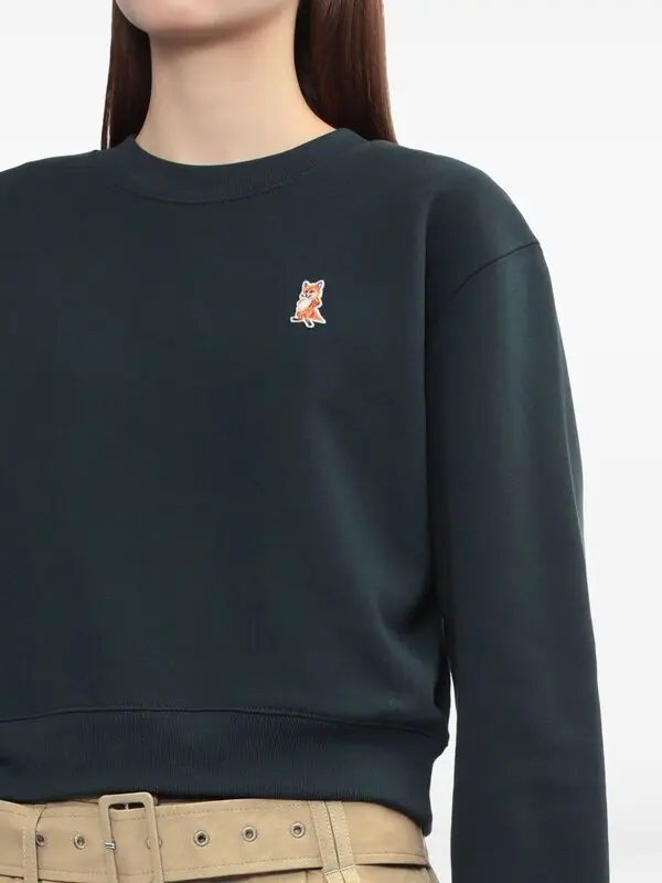 Maison Kitsuné Lady Fox Cotton Cropped Sweatshirt