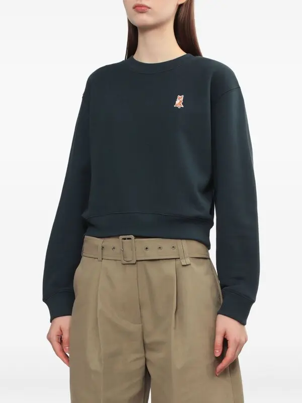 Maison Kitsuné Lady Fox Cotton Cropped Sweatshirt