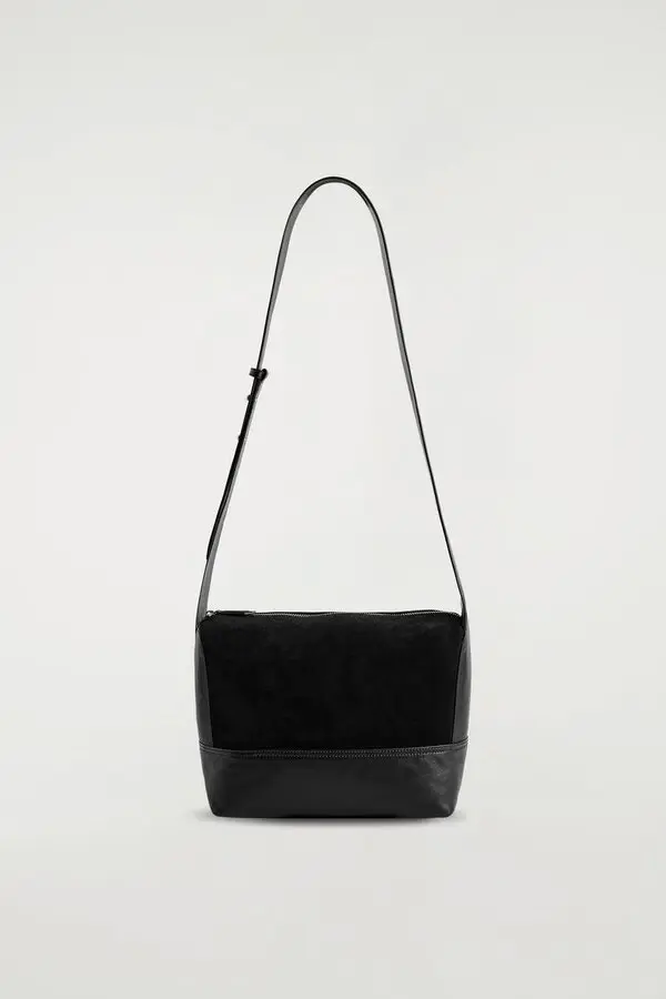 Cos Agenda Suede And Leather Shoulder Bag - Black