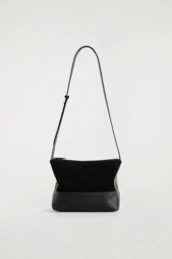 Cos Agenda Suede And Leather Shoulder Bag - Black
