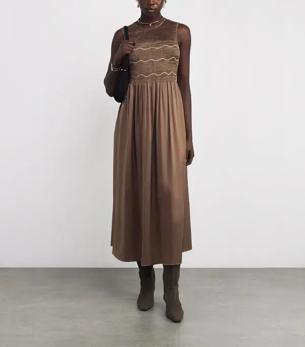 Loretta Caponi Silk Gioia Midi Dress