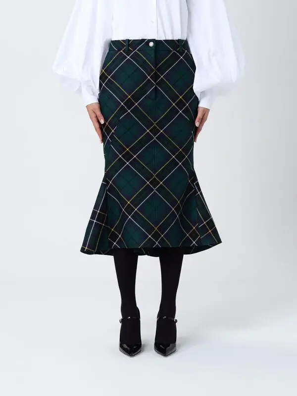 Alexander McQueen Plaid Mermaid Skirt - Navy