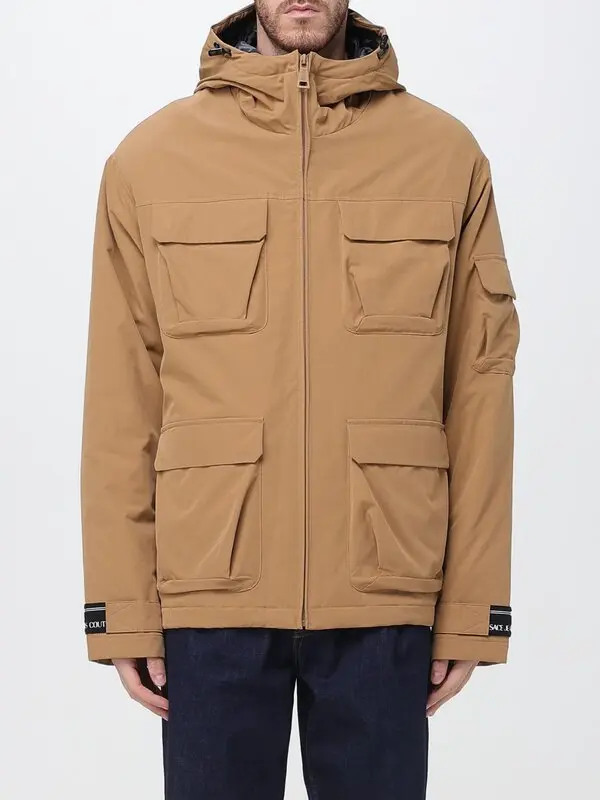 Versace Textured Hooded Jacket - Brown