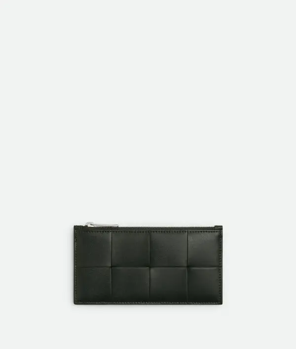 BOTTEGA  VENETA Cassette Long Zippered Card Case - Dark Green/space