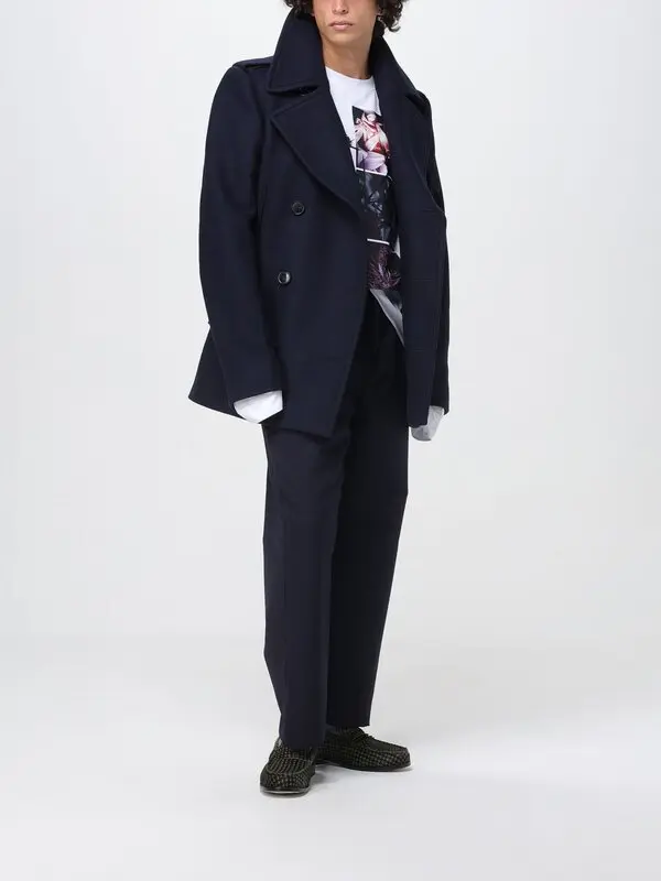 Dries Van Noten Double Breasted Coat - Blue