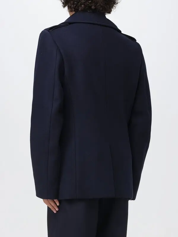 Dries Van Noten Double Breasted Coat - Blue