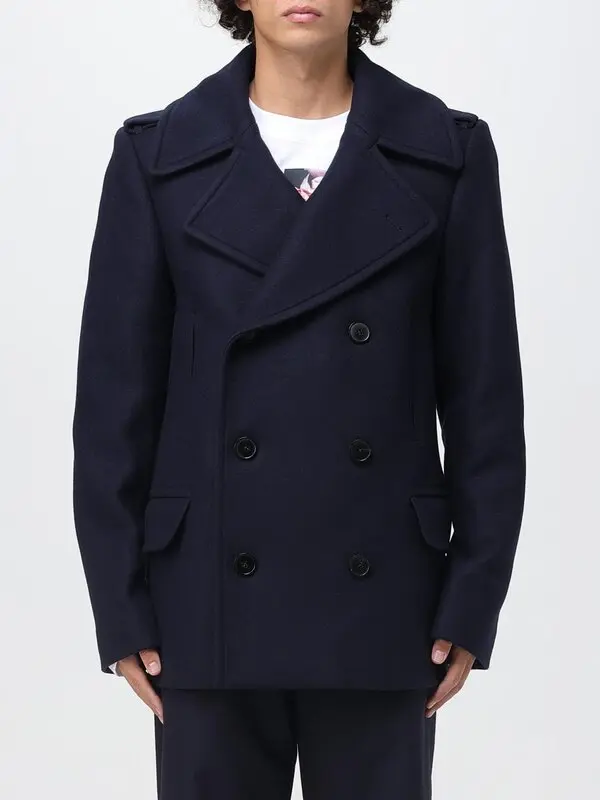 Dries Van Noten Double Breasted Coat - Blue