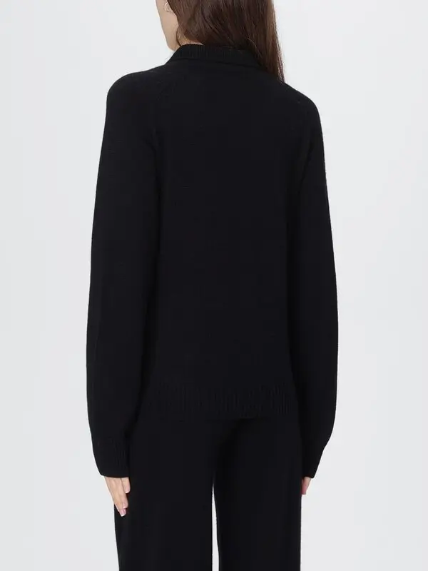 ALLUDE Long Sleeve Polo Shirt - Black