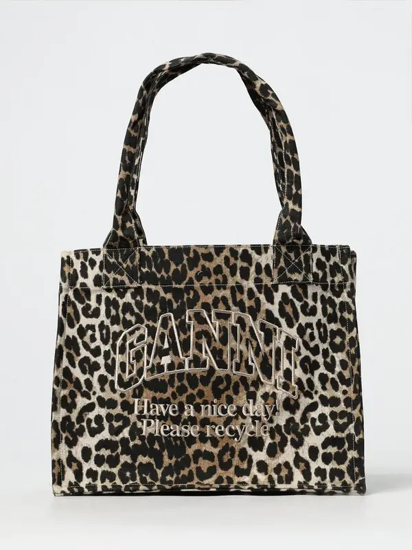 GANNI Printed Tote Bag - Brown
