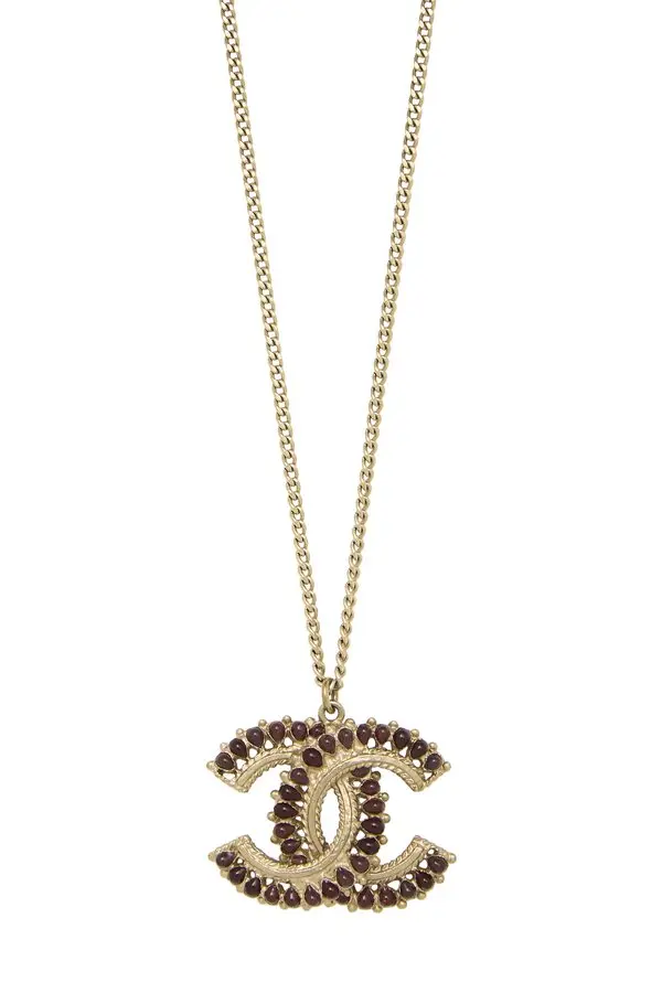 Chanel Cc' Logo Pendant Necklace - Red