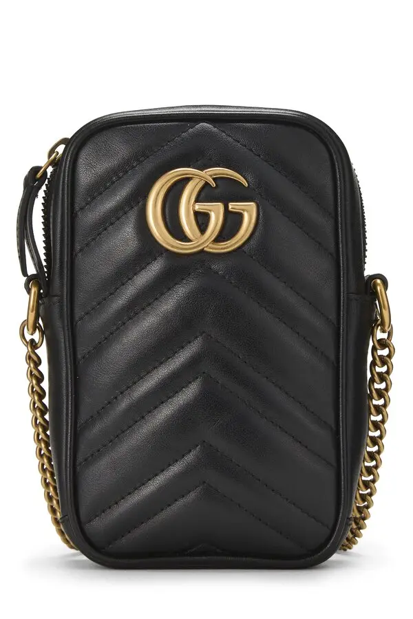 Gucci Matelassé Marmont Vertical Crossbody Bag - Black