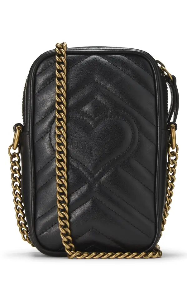 Gucci Matelassé Marmont Vertical Crossbody Bag - Black