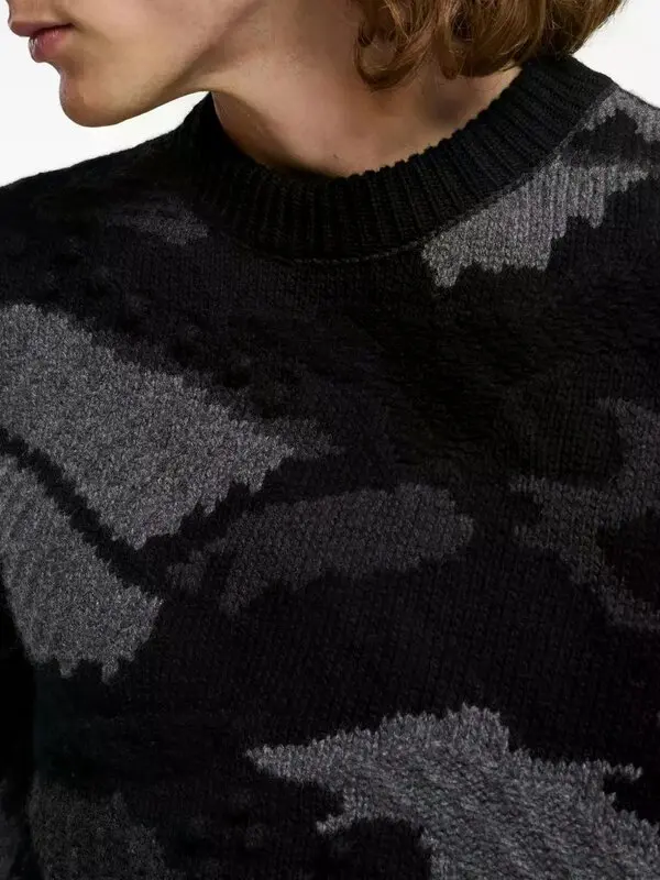 BARRIE Patterned Intarsia Knit Sweater - Black