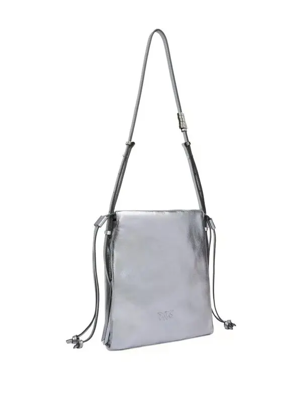 Pinko Metallic-leather Drawstring Shoulder Bag