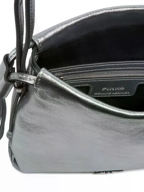 Pinko Metallic-leather Drawstring Shoulder Bag