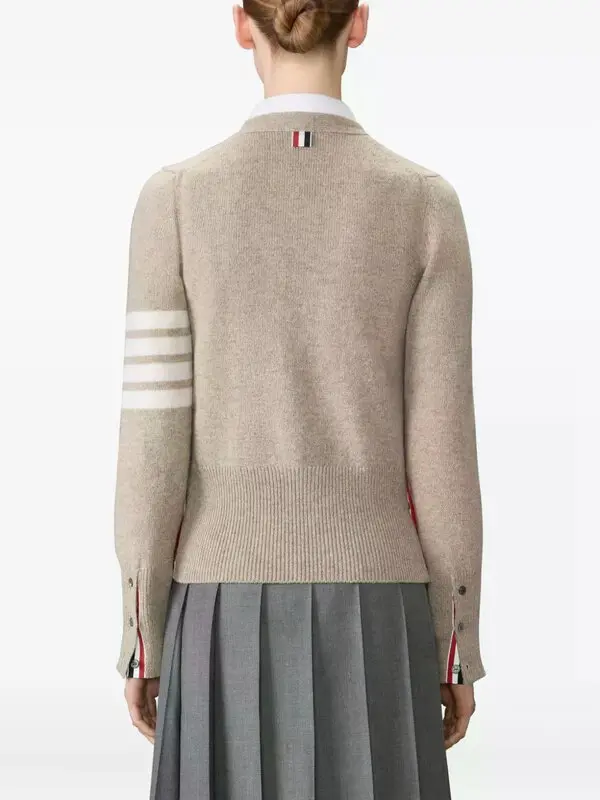 Thom Browne Jersey Stitch Shetland Wool 4-bar Cardigan - Neutrals