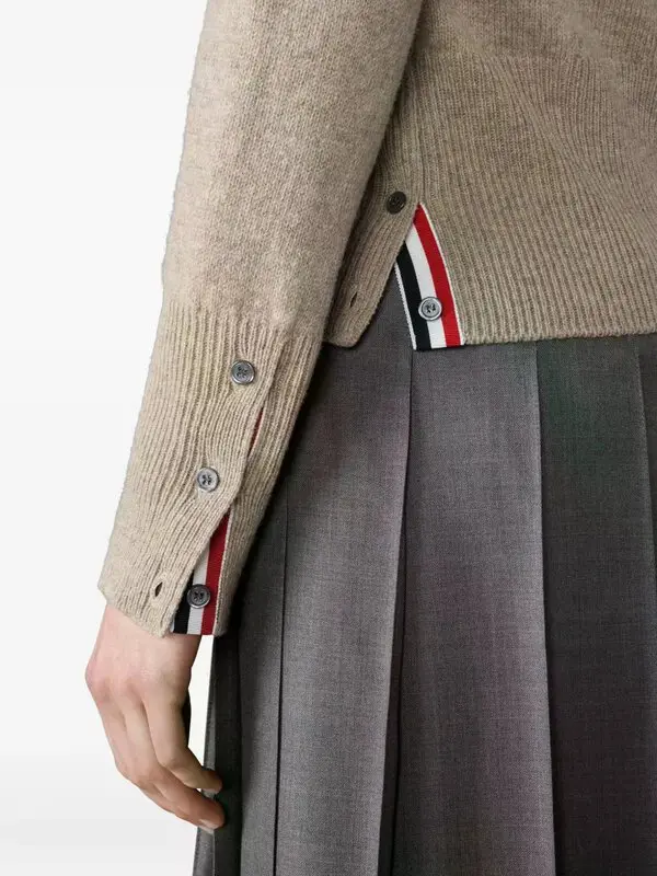 Thom Browne Jersey Stitch Shetland Wool 4-bar Cardigan - Neutrals