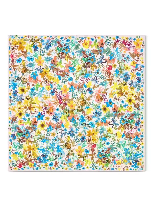 Bimba Y Lola Floral-print Scarf - Blue