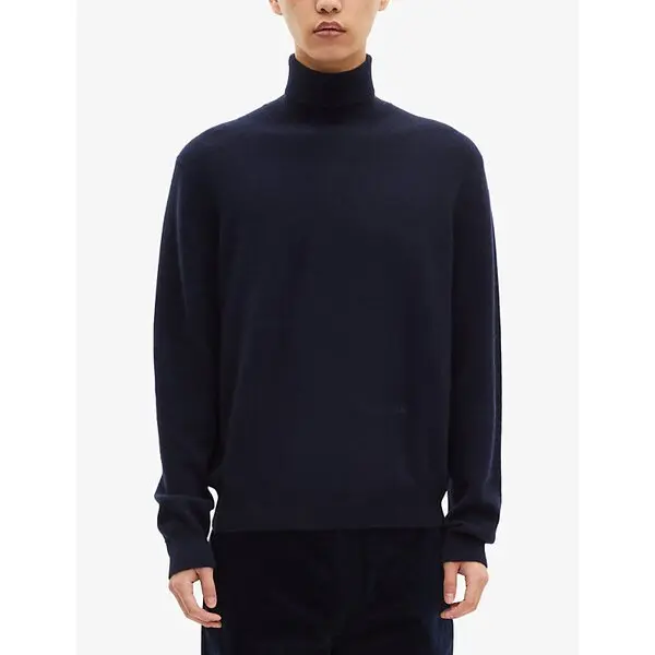 The Kooples Cashmere-blend Jumper With Embroidered Branding - Navy