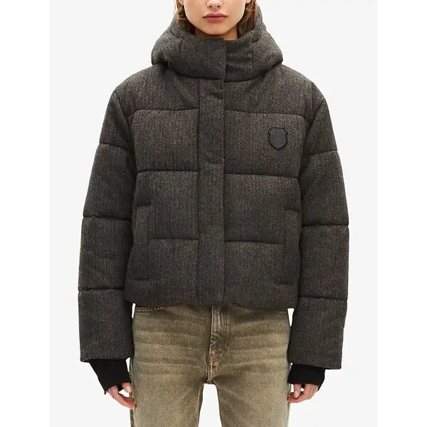 The Kooples Padded Wool-blend Jacket With Branded Patch