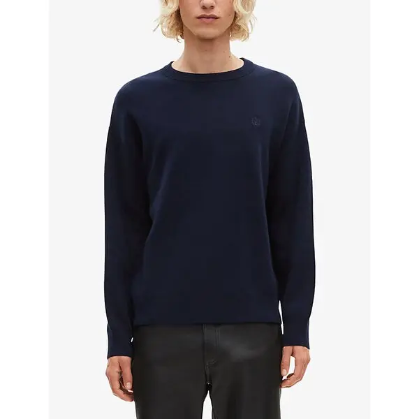 The Kooples Brand-embroidered Crewneck Wool-blend Jumper