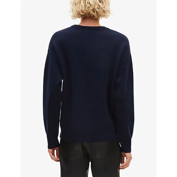 The Kooples Brand-embroidered Crewneck Wool-blend Jumper