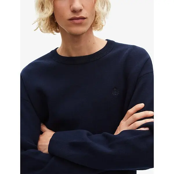 The Kooples Brand-embroidered Crewneck Wool-blend Jumper